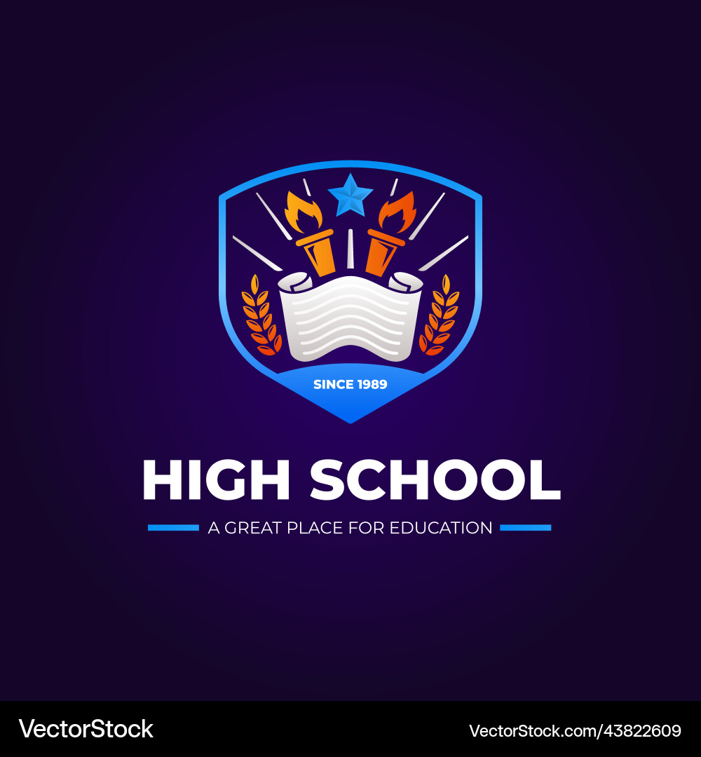 Gradient high school logo design Royalty Free Vector Image