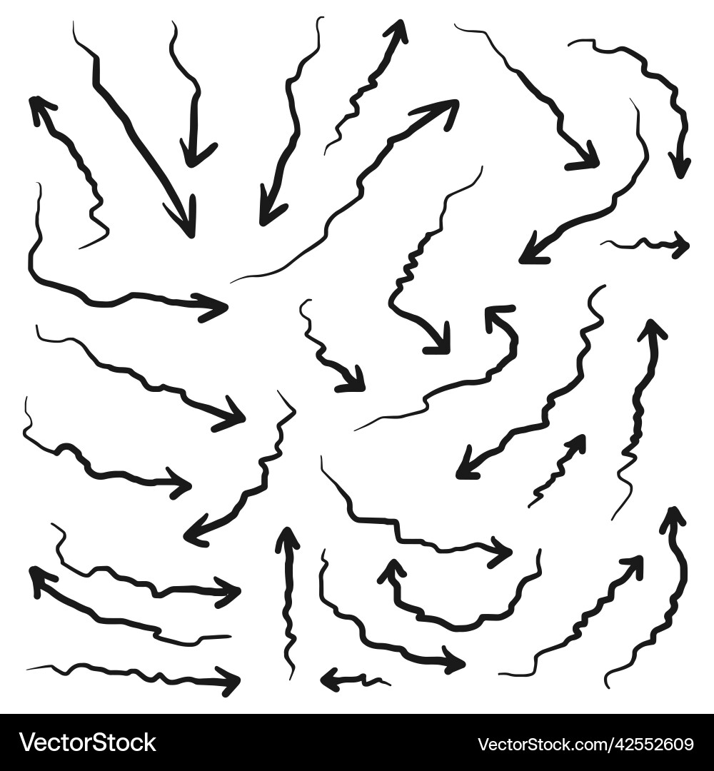 Hand drawn arrows icons set arrow icon Royalty Free Vector