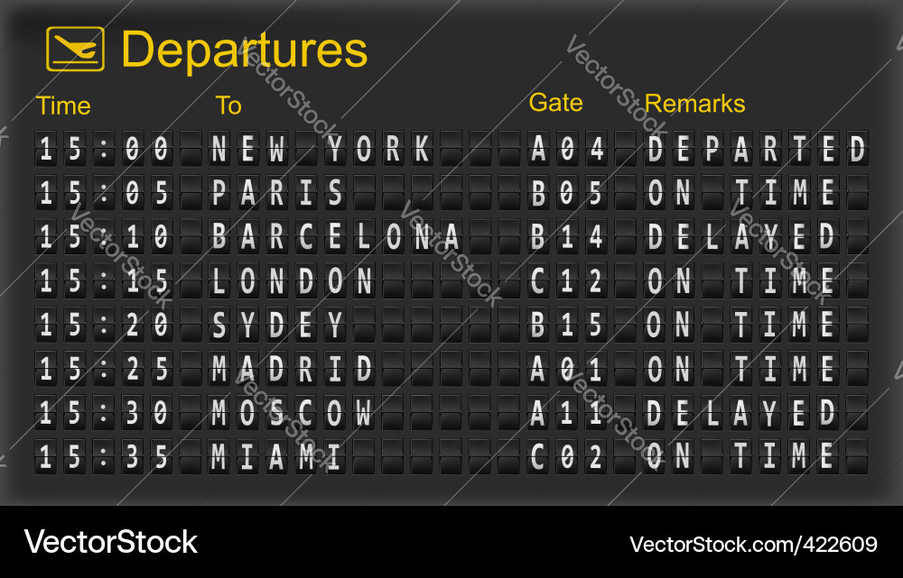 Mechanical departures board Royalty Free Vector Image