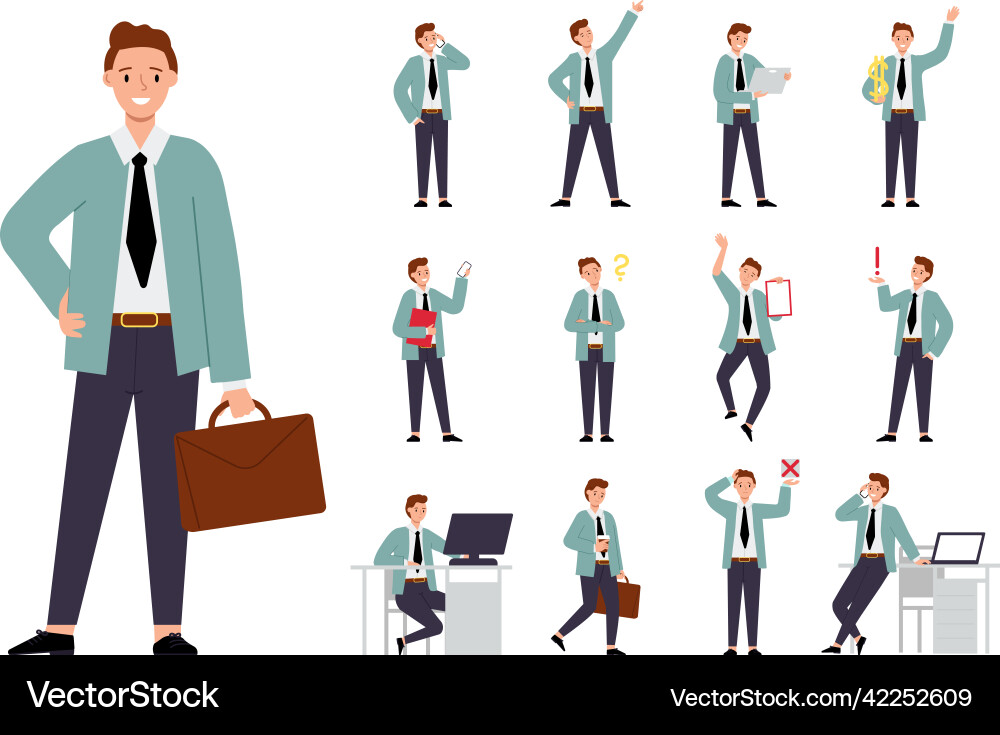 Office business man character cartoon flat Vector Image