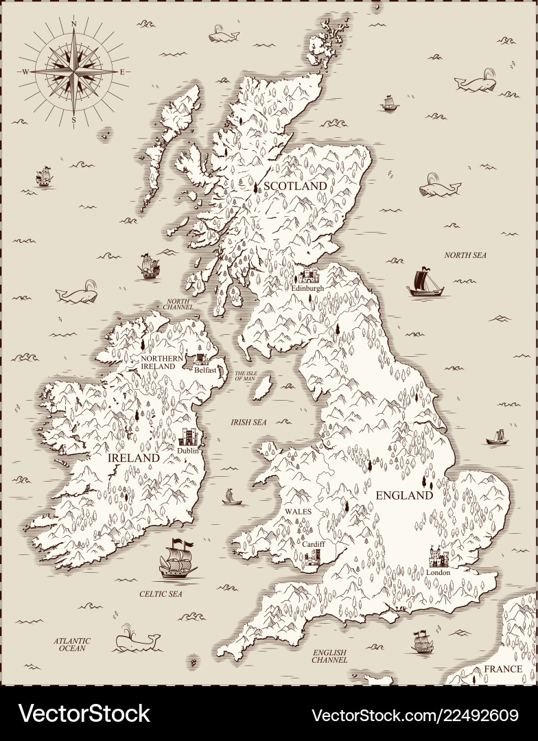 Old map great britain Royalty Free Vector Image
