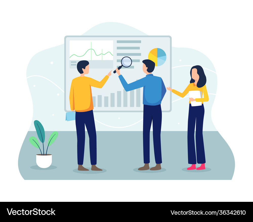 Analyze graphs and data concept Royalty Free Vector Image