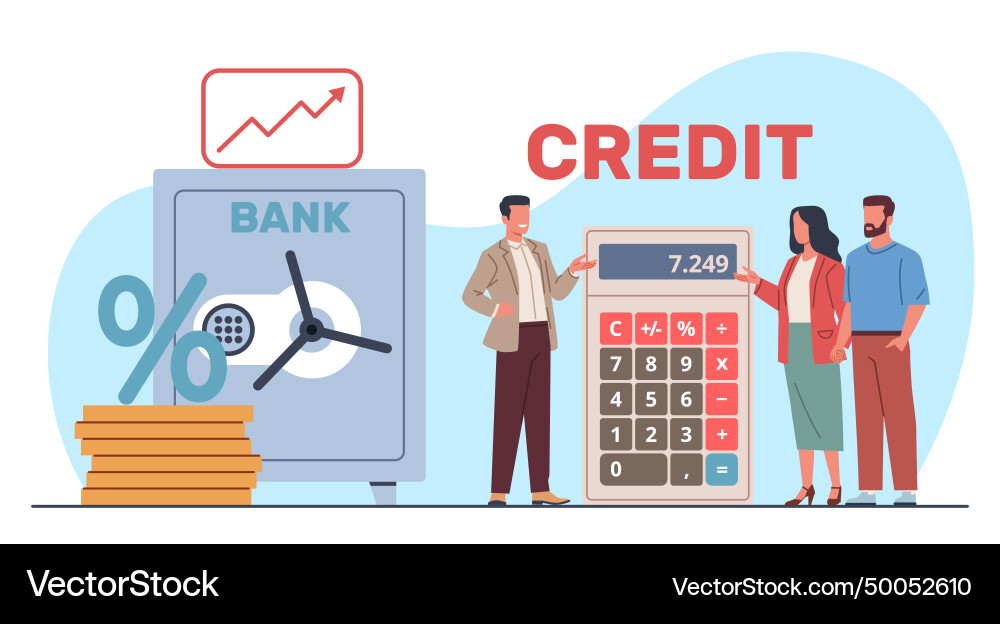 Bank manager tells customers about terms Vector Image