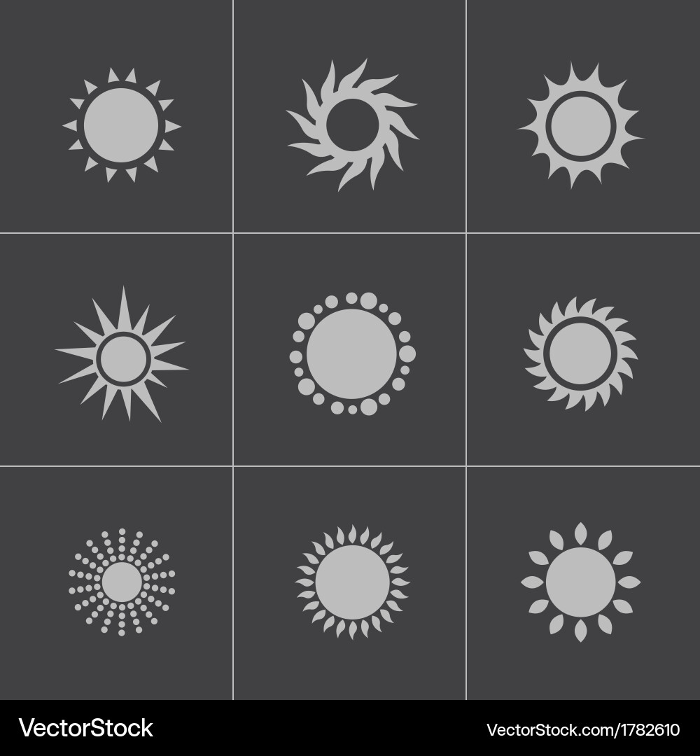 Black sun icons set Royalty Free Vector Image - VectorStock