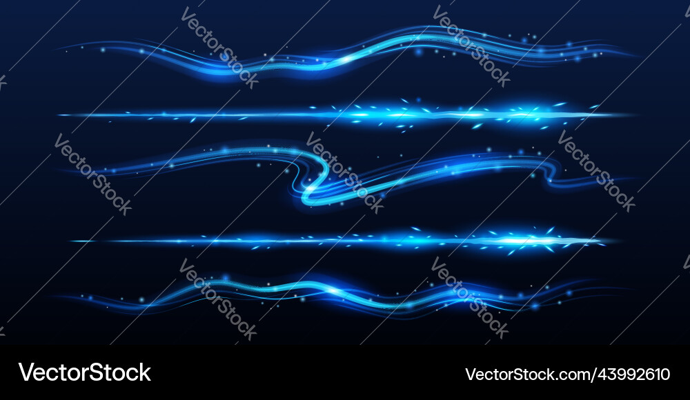 Blue fire lines with light sparks cracker trails Vector Image