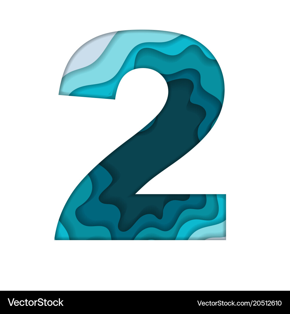 Blue number two Royalty Free Vector Image - VectorStock