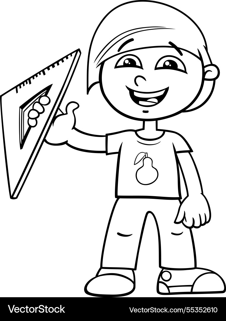 Cartoon elementary school boy with triangle Vector Image
