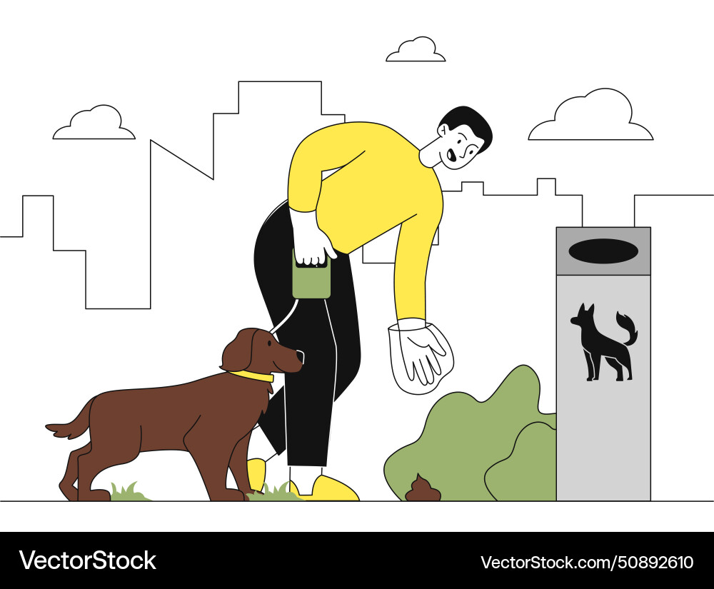 Clean after dog at street simple Royalty Free Vector Image
