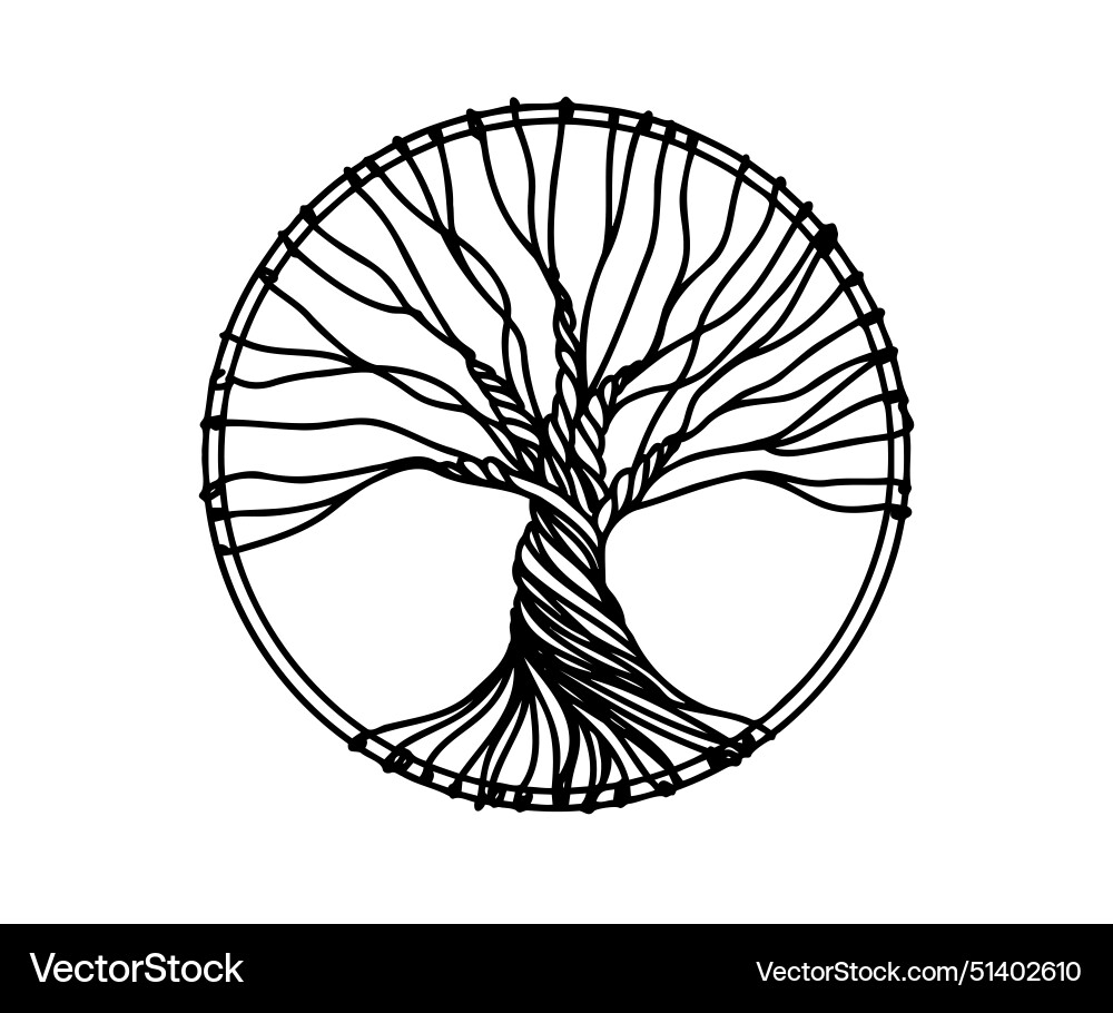 Decorative entangle tree of life circle element Vector Image