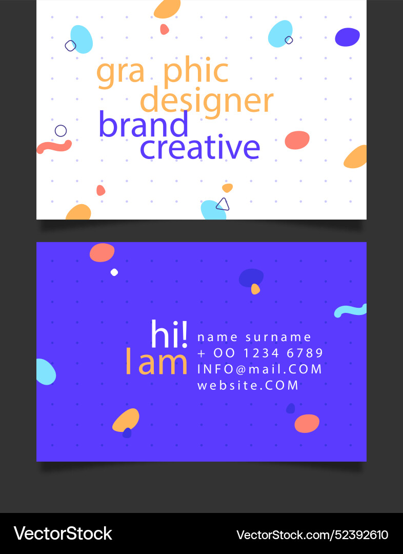 Funny graphic designer business card template Vector Image