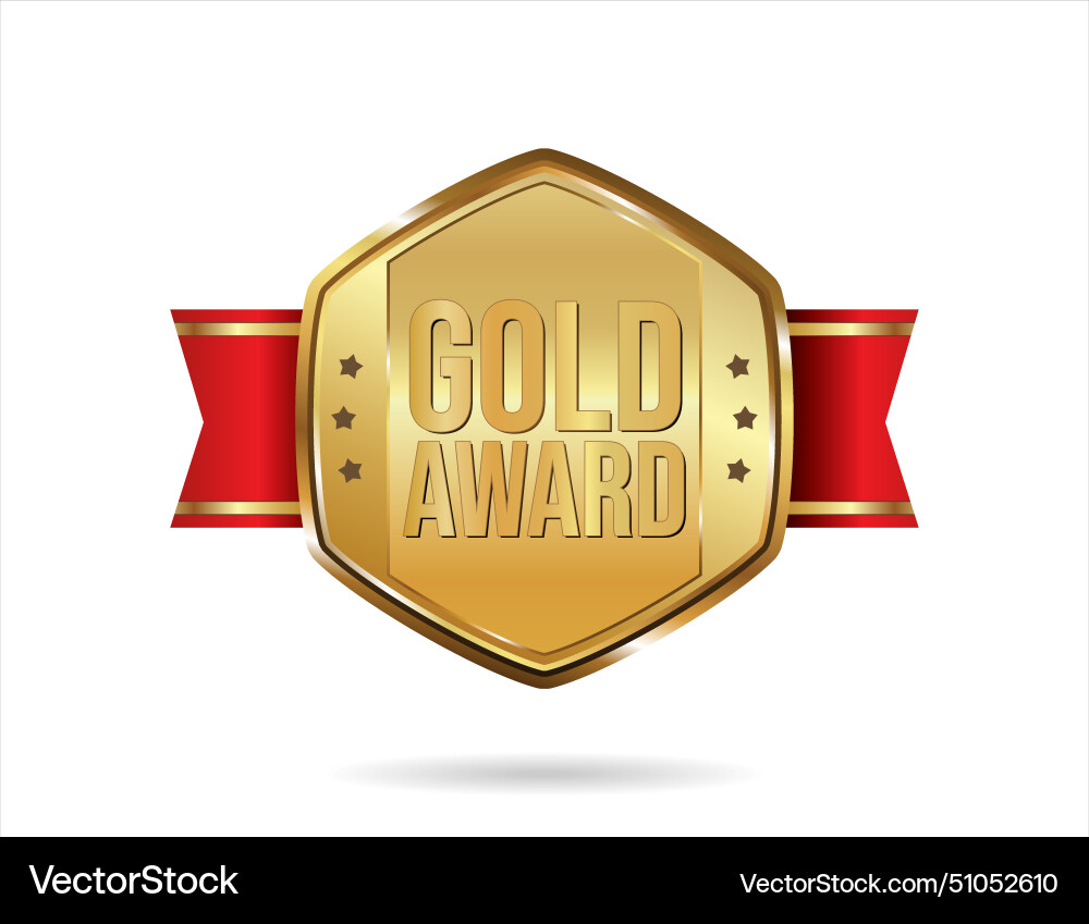 Gold award badge on white background Royalty Free Vector