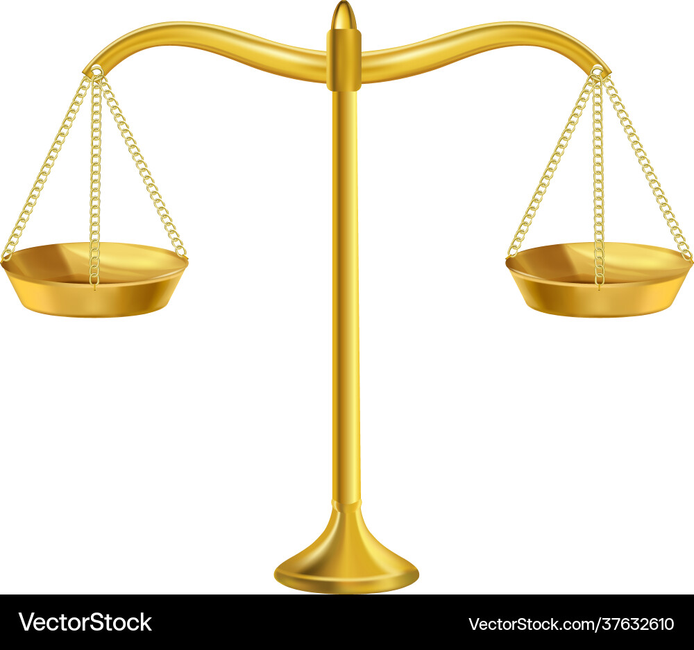 Golden balance weighs composition Royalty Free Vector Image