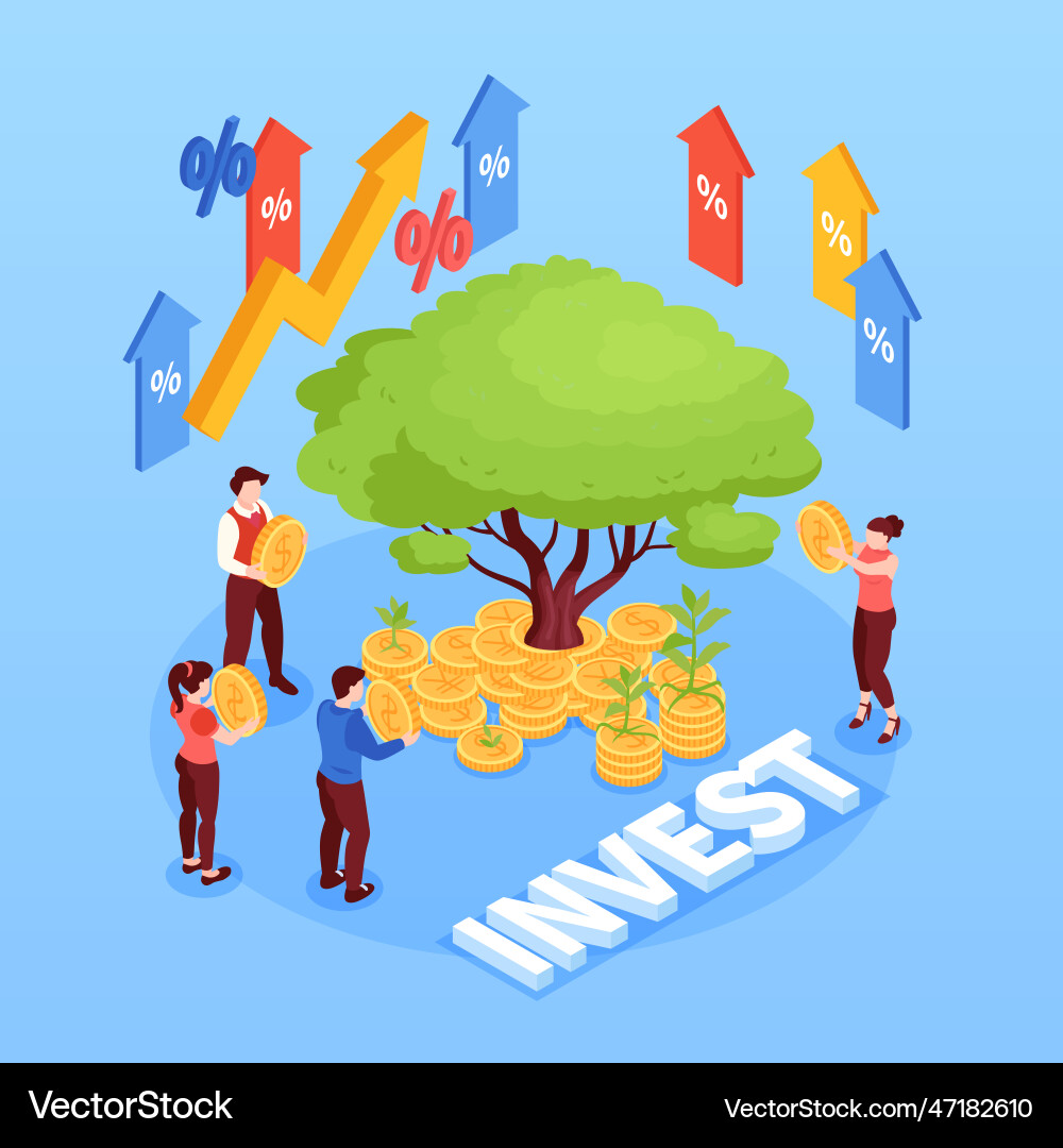 Money tree investment composition Royalty Free Vector Image