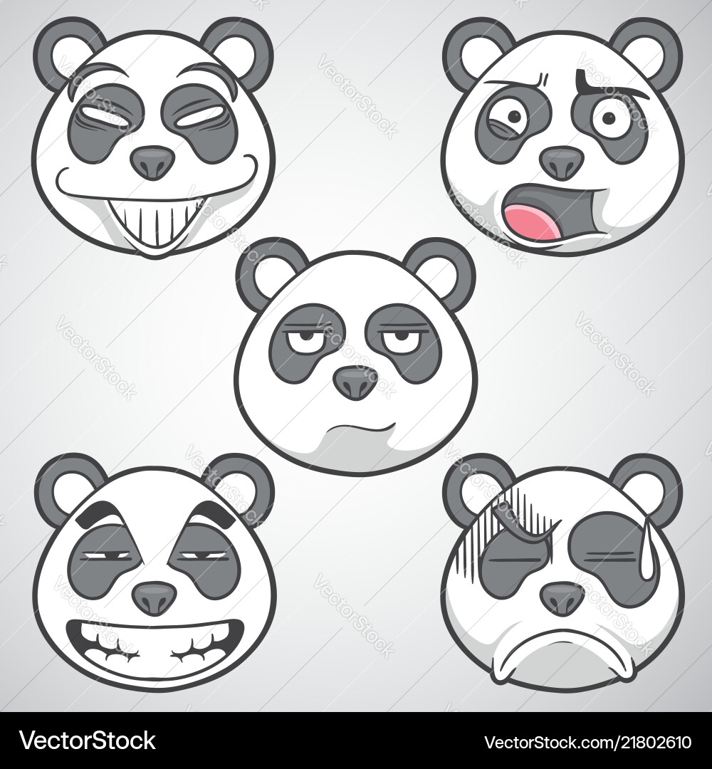 Panda emoticons set 2 Royalty Free Vector Image