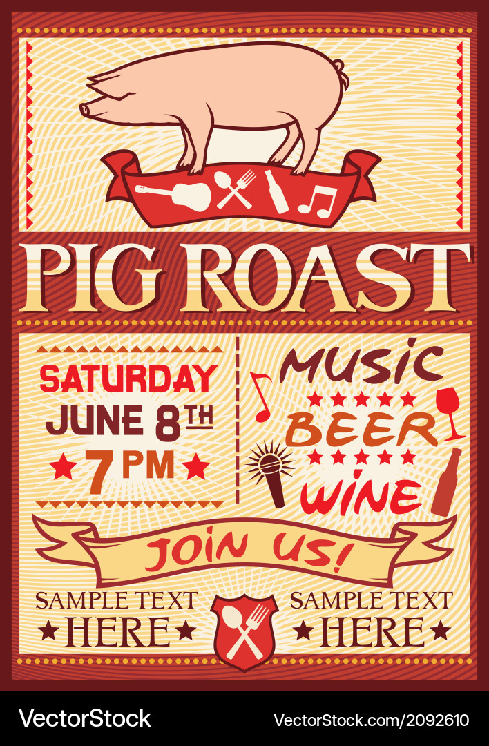 Pig roast poster Royalty Free Vector Image - VectorStock