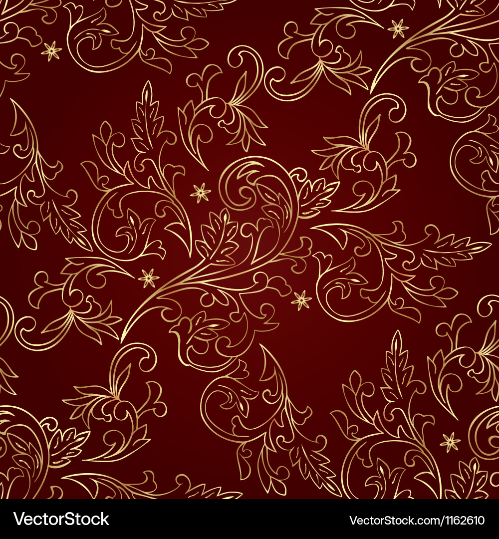 Red gold floral vintage seamless pattern Vector Image