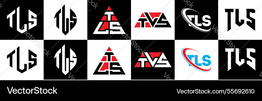 Tls letter logo design in six style polygon Vector Image