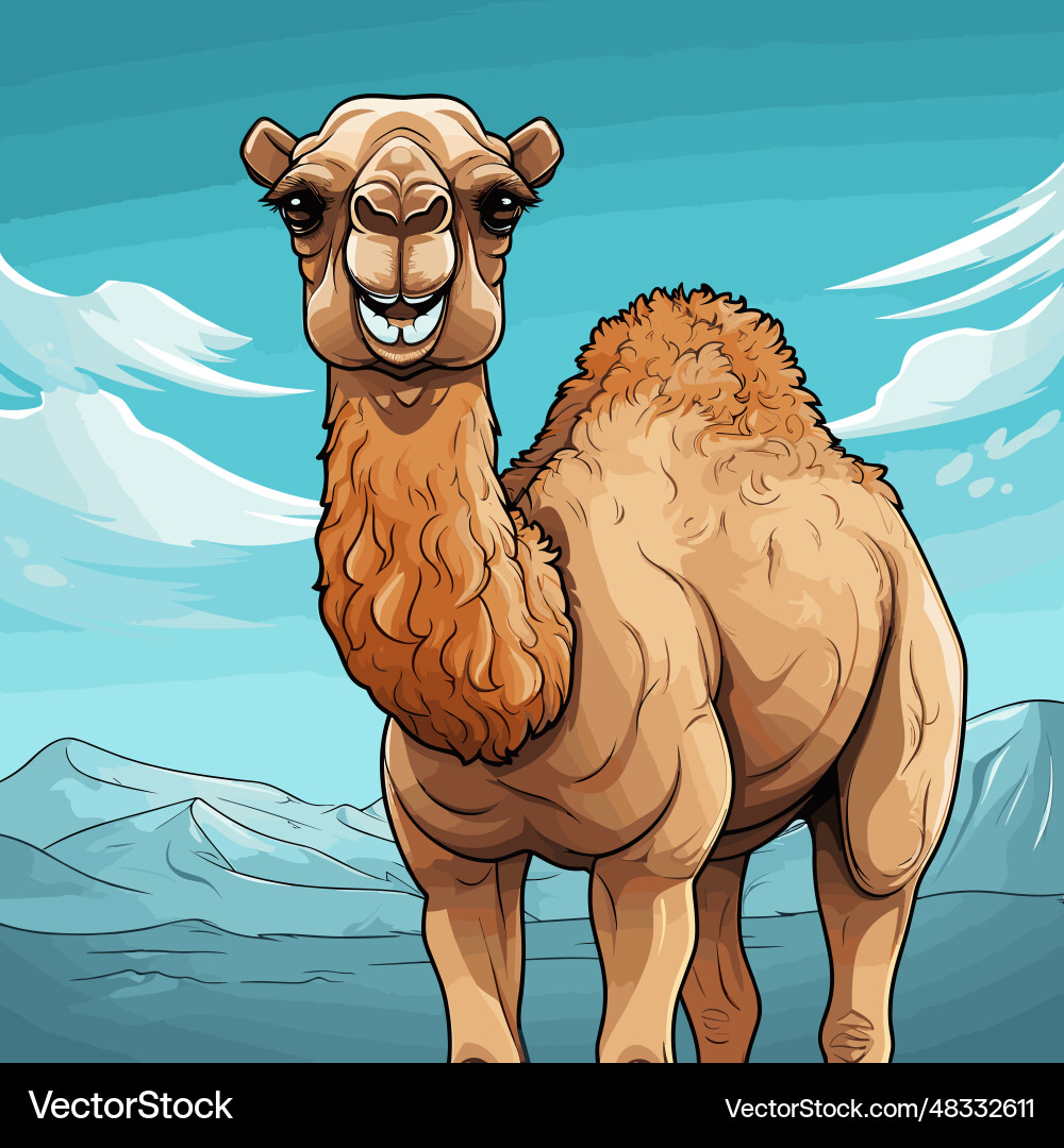 Camel hand-drawn comic cute doodle style Vector Image