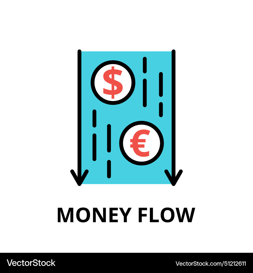 Concept of money flow icon modern flat thin line Vector Image