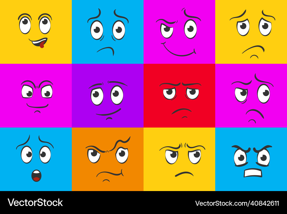 Face expressions emotions hand drawn doodle style Vector Image