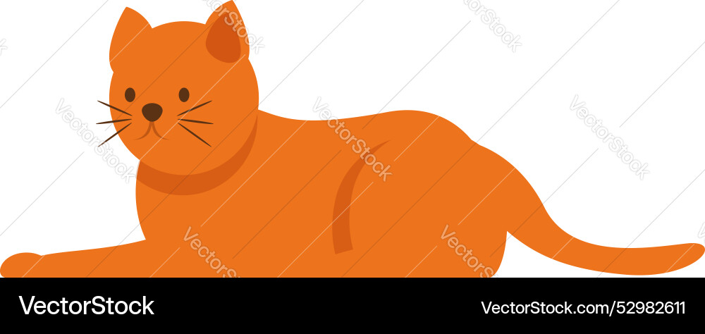 Ginger cat lying down on white background Vector Image