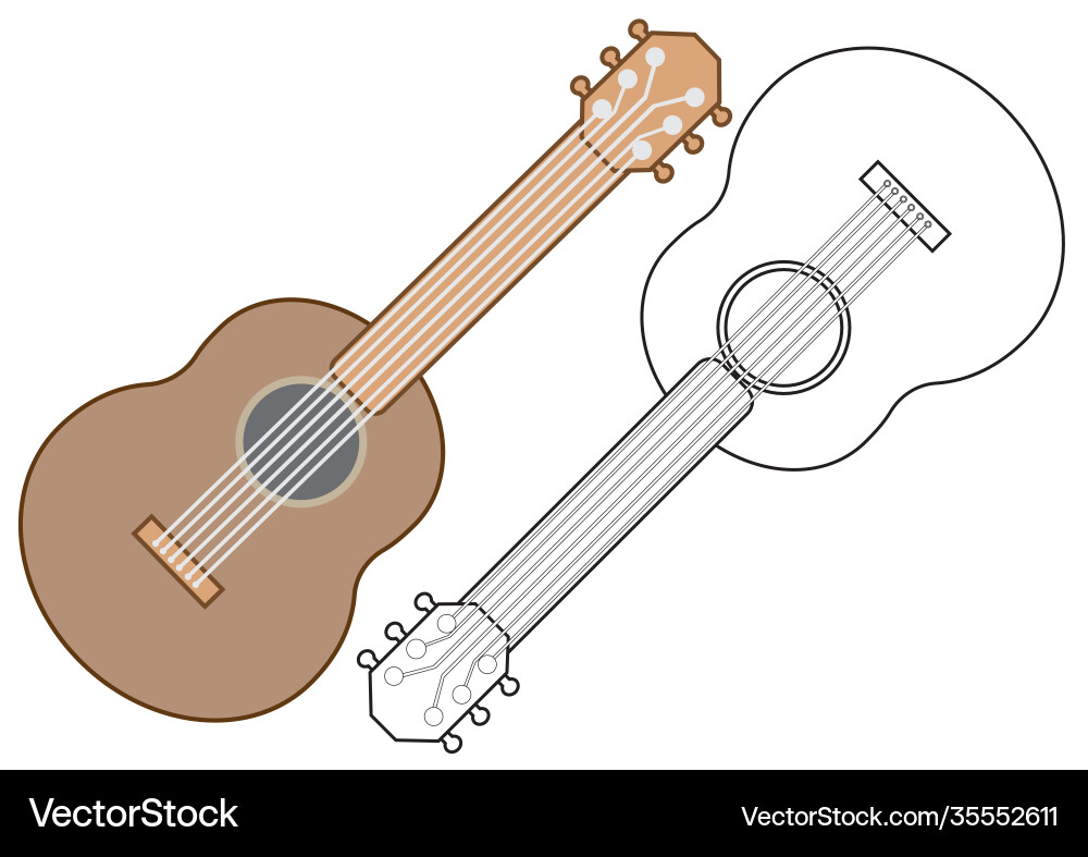 Guitar musical instrument coloring book Royalty Free Vector