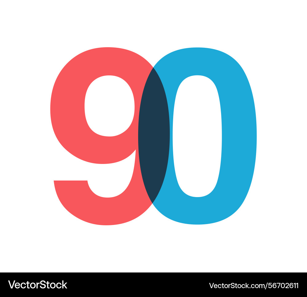 Overlapping red and blue 90 digits Royalty Free Vector Image