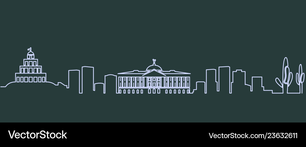 Phoenix single line skyline Royalty Free Vector Image