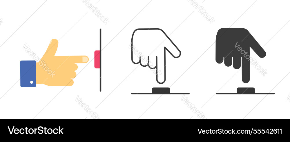 Press push red button finger hand icon simple Vector Image