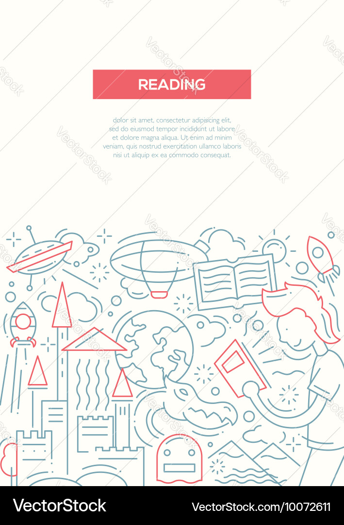 Reading - line design brochure poster template a4 Vector Image