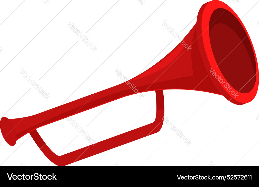 Red plastic trumpet announcing an event with its Vector Image