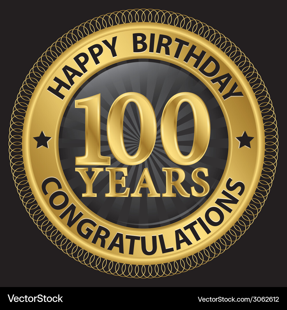 100 years happy birthday congratulations gold Vector Image