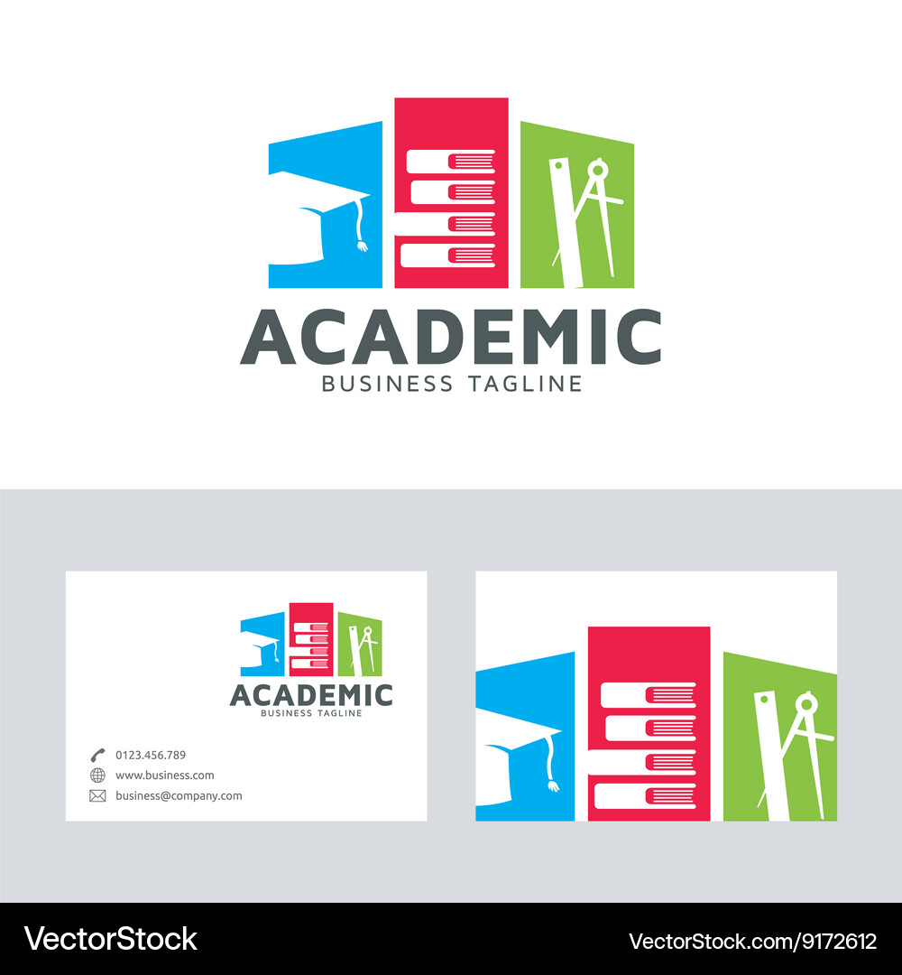 Academic logo with business card template Vector Image