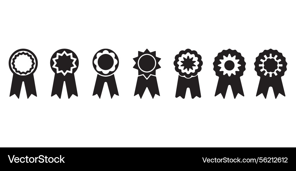 Award ribbon batch icons silhouette Royalty Free Vector