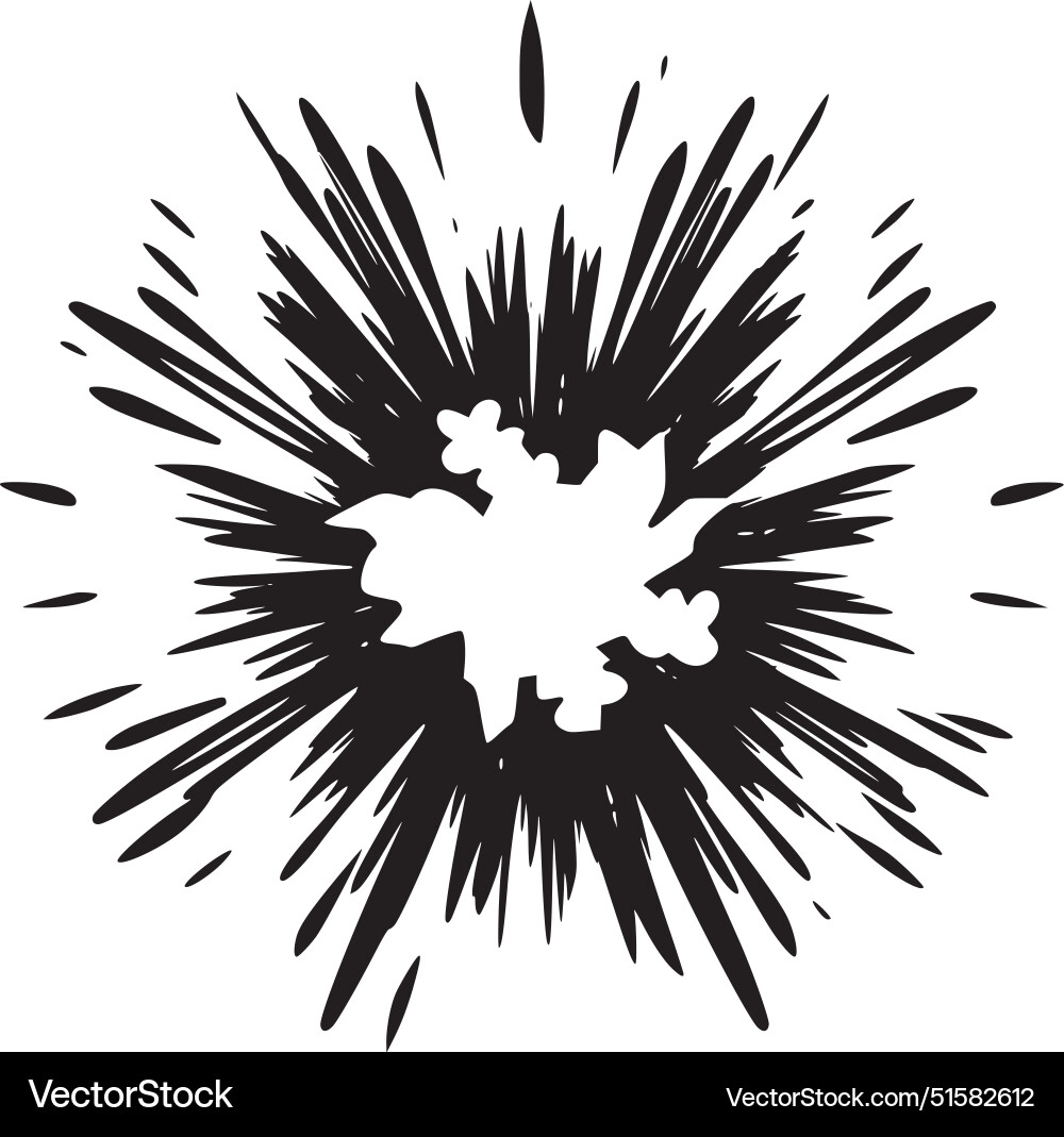 Explosion - black and white Royalty Free Vector Image
