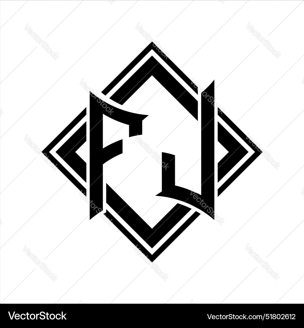 Fj letter logo with abstract shield shape Vector Image