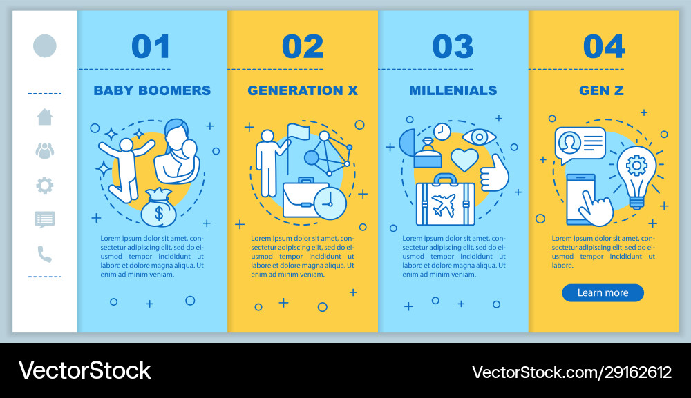 Generation onboarding mobile web pages template Vector Image