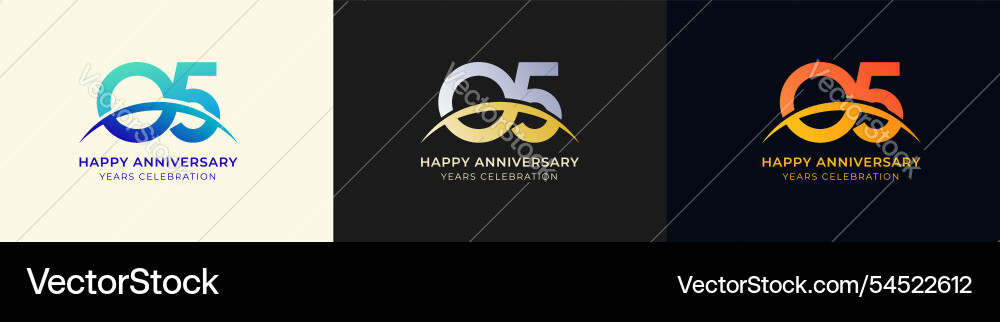 Logo anniversary with swoosh sunrise 5th Vector Image