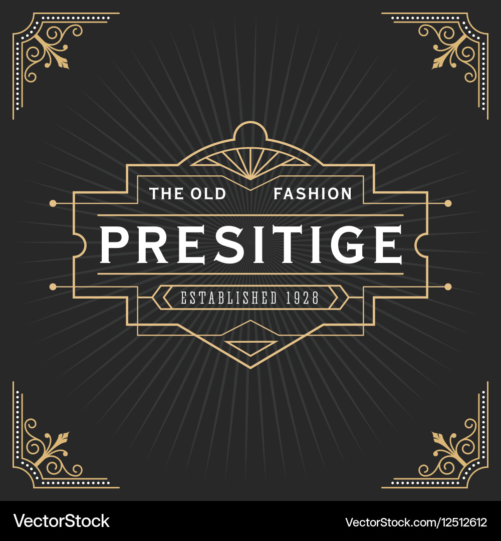 Vintage line frame design for label Royalty Free Vector
