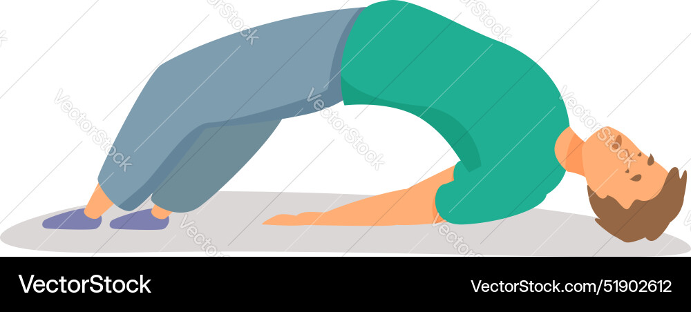 Young man doing bridge exercise working out Vector Image