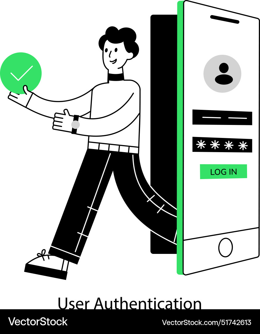 A linear mini of user authentication Royalty Free Vector