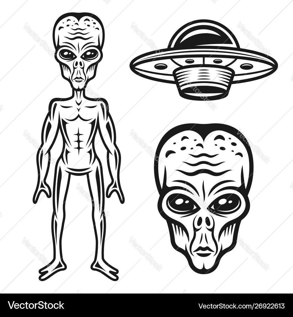 Aliens and ufo objects or design elements Vector Image