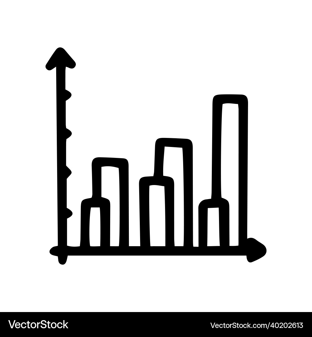 Bar chart line doodle simple icon Royalty Free Vector Image