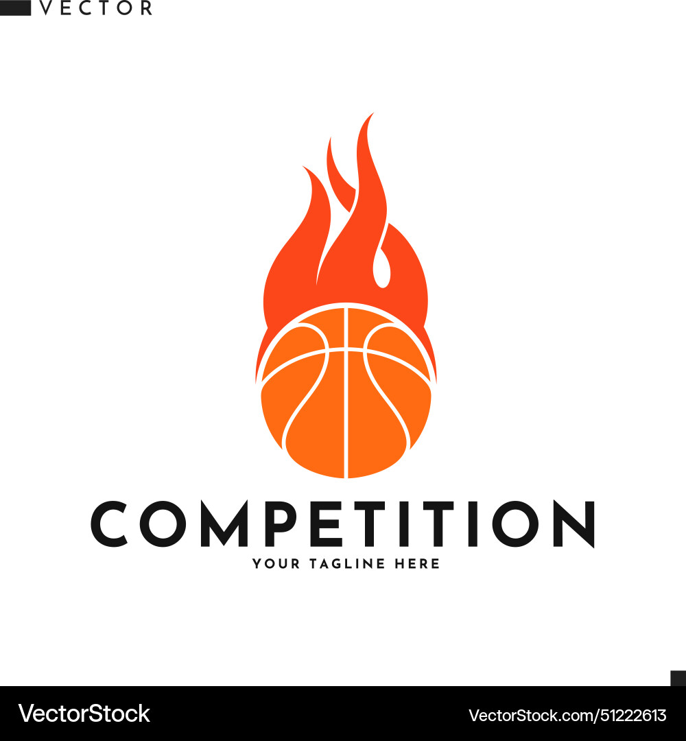 Basketball with fire logo Royalty Free Vector Image