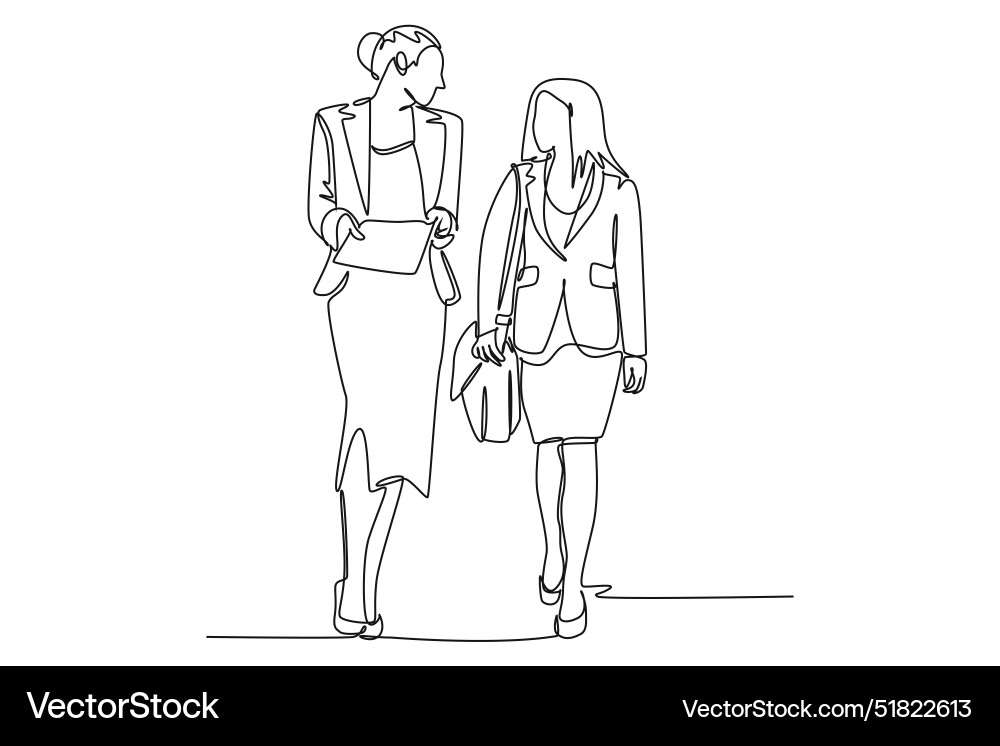 Continuous one line drawing two young success Vector Image
