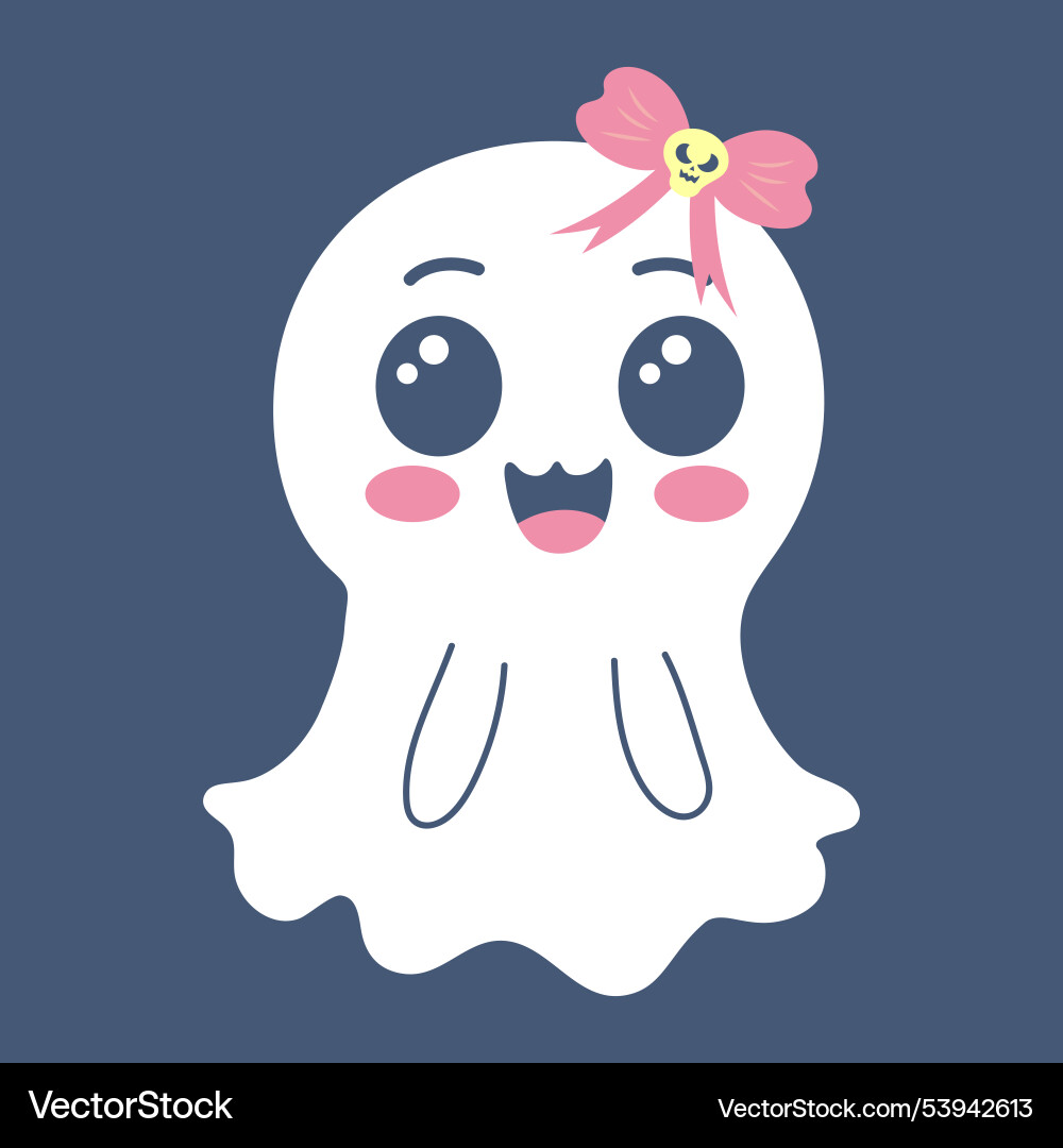 Cute girl ghost with bow halloween character Vector Image