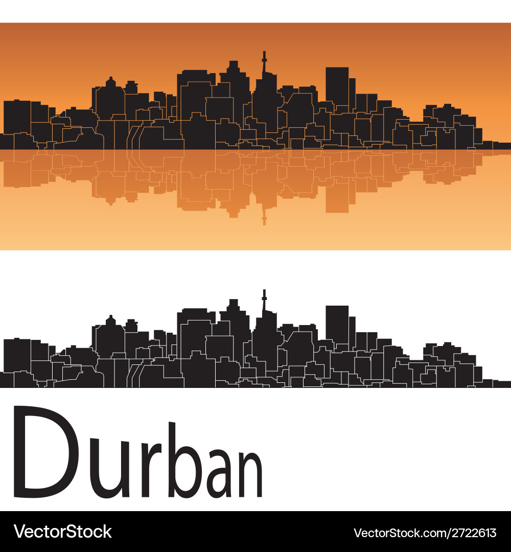 Durban skyline in orange background Royalty Free Vector