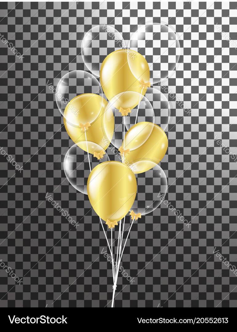 Gold transparent balloon on background balloons Vector Image