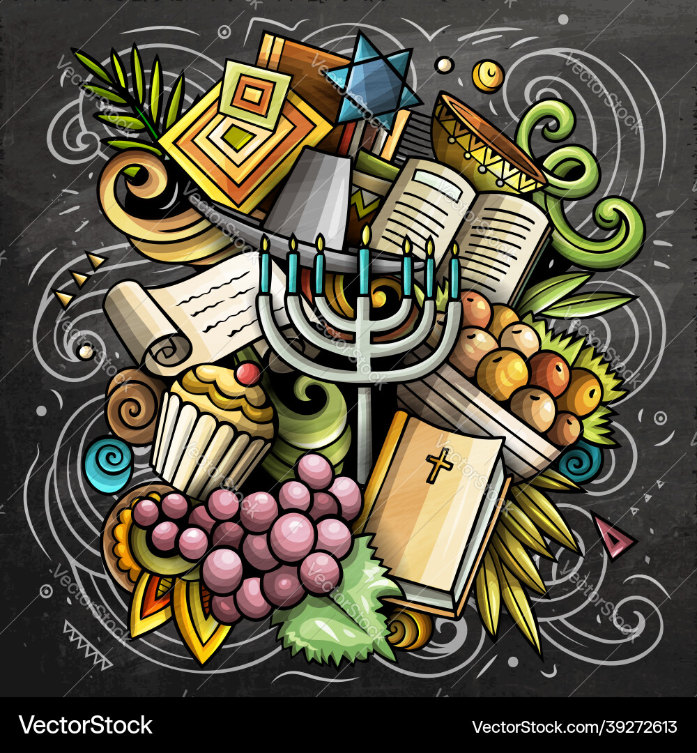 Israel cartoon doodle chalkboard Royalty Free Vector Image