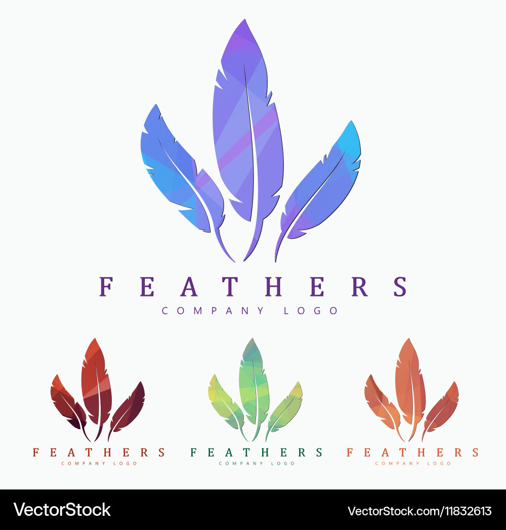 Logo design with bird feather abstract polygonal Vector Image